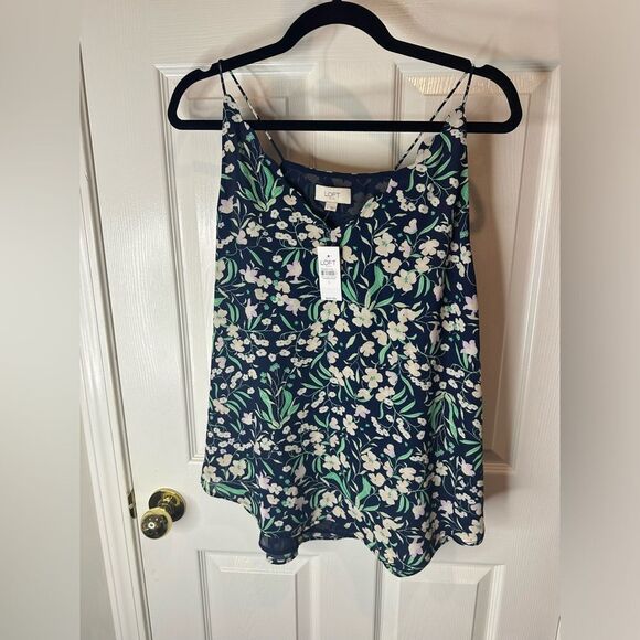 LOFT | Tops | New Largeloft Floral Scalloped Neck Spaghetti Strapped ...